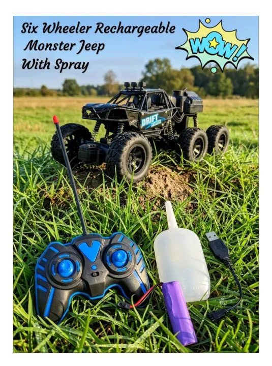 Remote Control Monster 6 Wheeler Smoke Type Car Jeep Rechargeable Toys ...