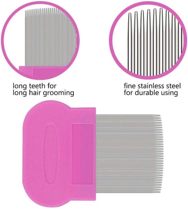 Stainless Steel Hair Lice Comb Brush Remove Ticks Slow kids fine tooth ...