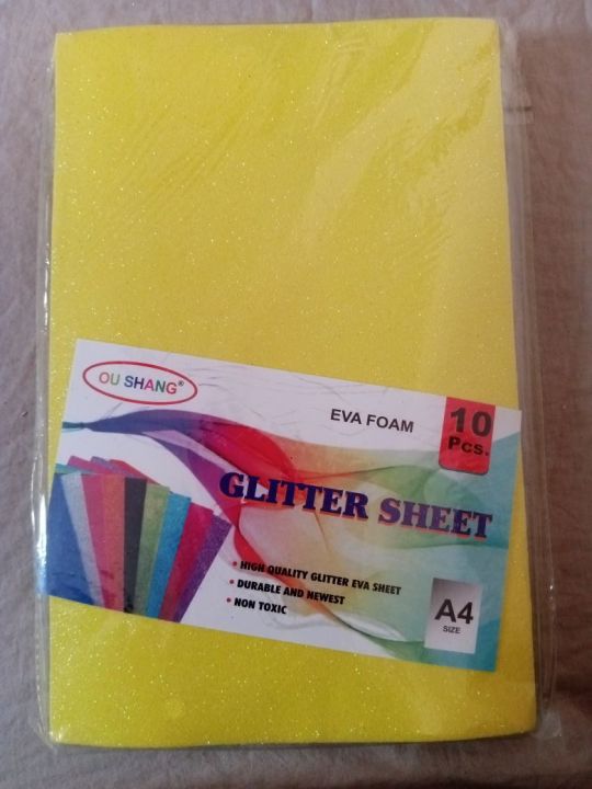 Glitter sheet Yellow Color|| Pack of 10 sheets | Daraz.pk