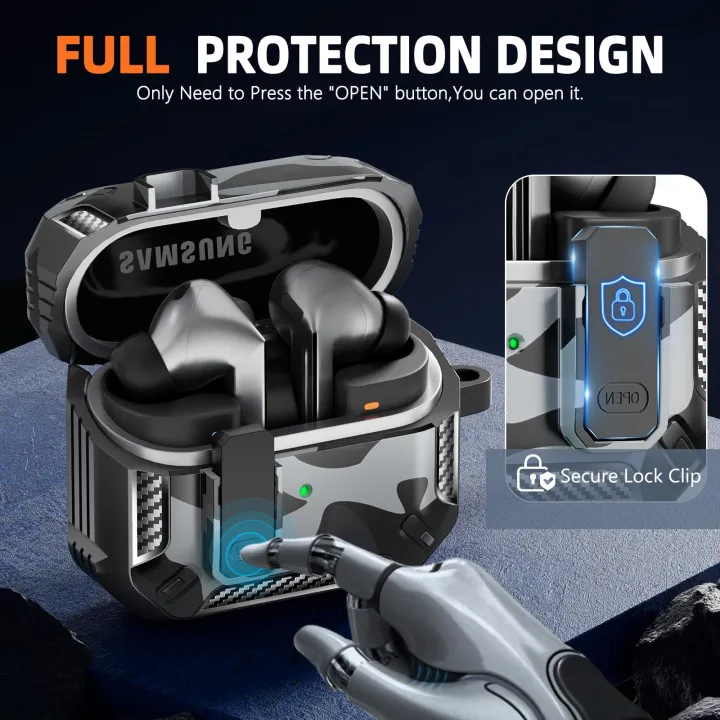 Buds3 Pro Case Secure Lock Clip&Cleaning kit Full Body Shockproof ...