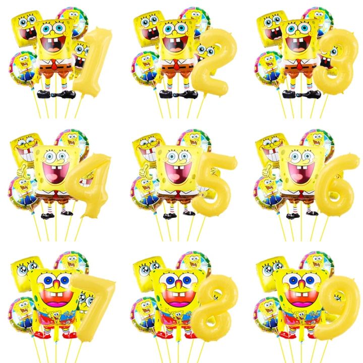 6pcs SpongeBob SquarePants Balloon set Birthday Party Balloons Helium ...