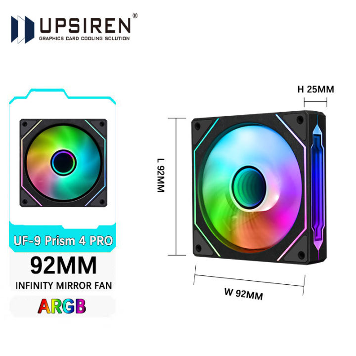 UPSIREN UF-9 PRISM 4 PRO Computer Chassis Fan 92mm ARGB 4 Pin PWM Quiet ...