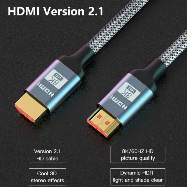 8K Cable 60HZ 2.1V 4K 0.5-1.5M HDMI to HDMI 144HZ 3D TV High Speed For ...