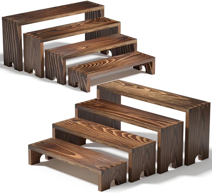 Wooden Tiered Riser Display Stands for Vendor Events Stackable Wooden ...