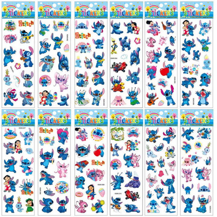 12pcs Cartoon Stitch Bubble Sticker Kawaii Anime Three Dimensional 3d ...