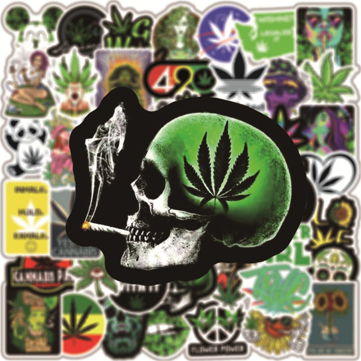 10/30/50/100PCS Characters Leaves Weed Stickers Funny Smoking Graffiti ...