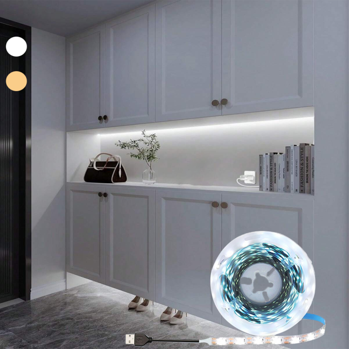 1pc White \ Warm LED Strip Light, Cuttable, USB Power Supply, 5V, For ...