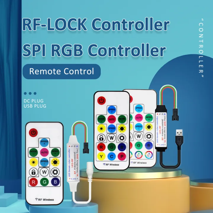 LED Dream Color Controller 17Keys USB DC 5-24V RF Lock Remote RGB Pixel ...