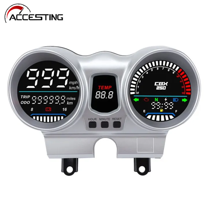 LED Motorcycle Tachomete LCD Digital Speedometer Dashboard OEM 37100 ...