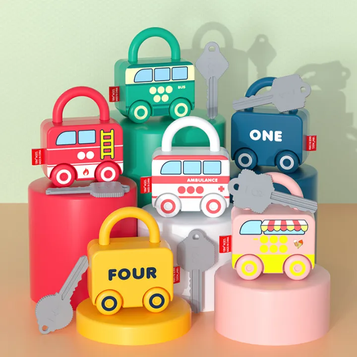 Baby Learning Lock with Key Car Games Montessori Educational Toy Number ...