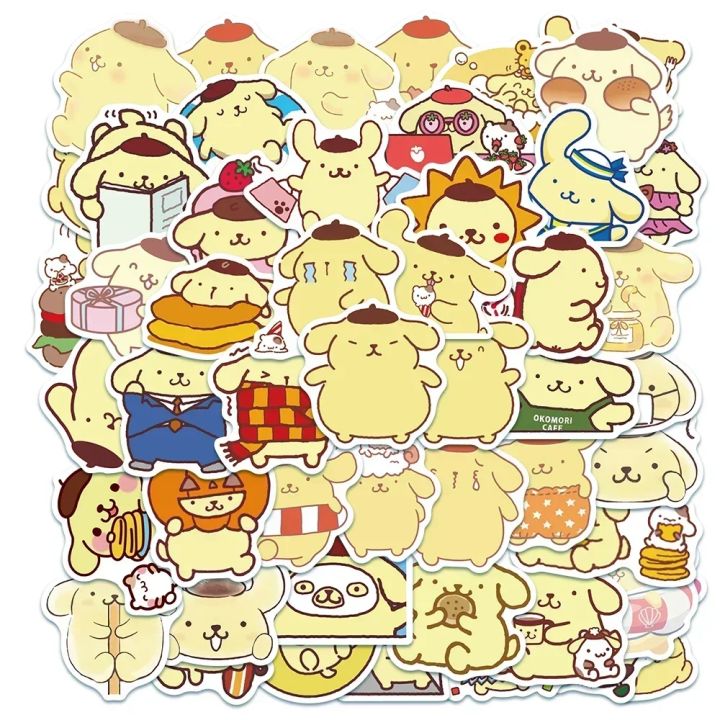 Cute Sanrio Pompom Purin Stickers Hello Kitty Graffiti Decals PVC ...