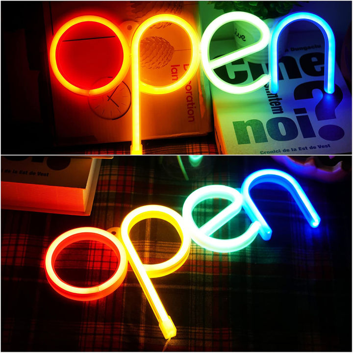 Open Neon Sign LED Neon Signs Night Light Colorful Lighted Decor ...