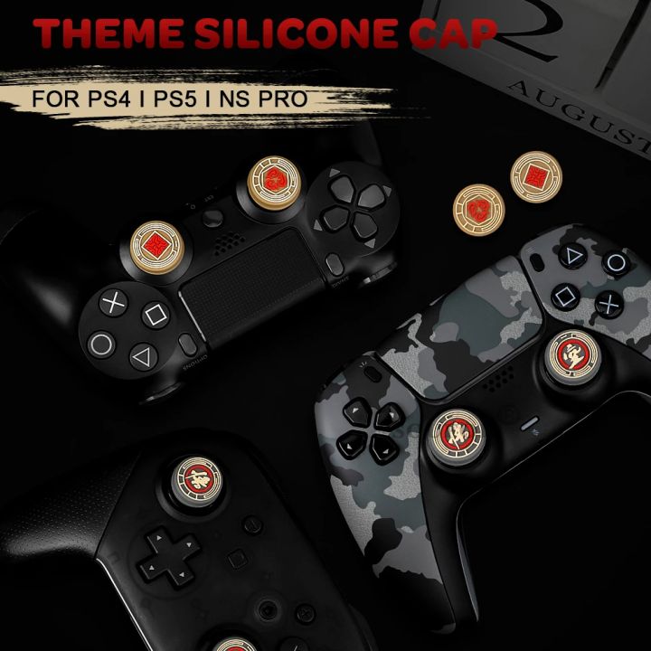 4pcs Soft Theme Silicone Thumb Stick Grip Cap For PS5 PS4 Switch Pro Controller Joystick Cover ...