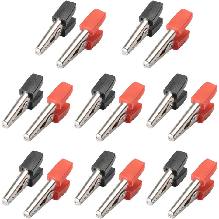 20Pcs 30/50mm Plastic Handle Test Probe Metal Alligator Clips Crocodile ...