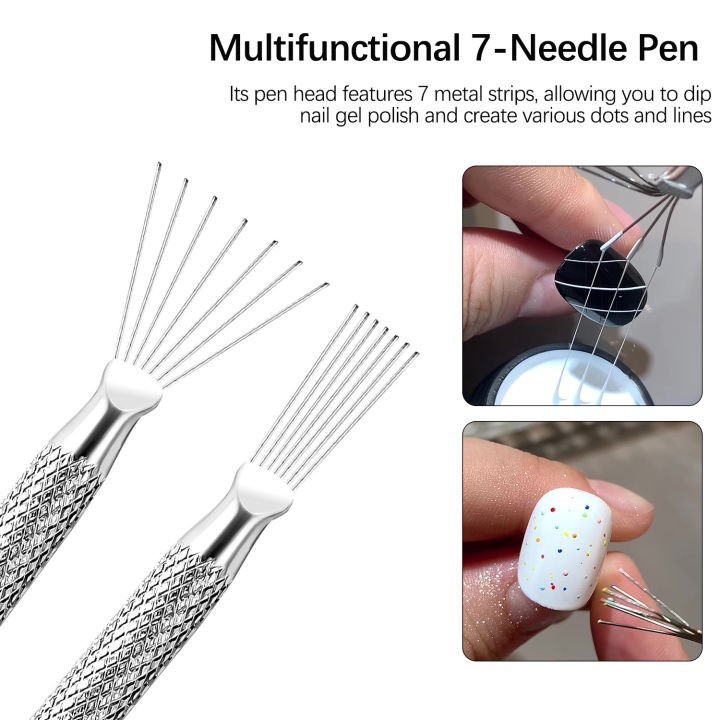 Nail Art Wire Drawing Tool Multifunctional Seven-pin Pen Texture Brush ...