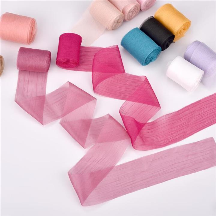 5Yard Handmade Frayed Edged Straight Crepe Yarn Ribbon For Wedding ...