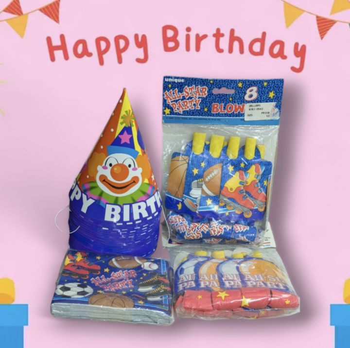 (K). Unique HAPPY BIRTHDAY PARTY PACK (20 Birthday caps) (2 Noisemakers ...