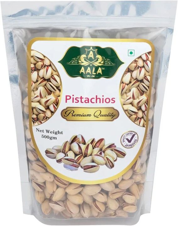 AALA Dry Fruits Roasted & Salted Pistachios Nuts | Pista 500 gm Pouch / Packet (Pack of 1 ...