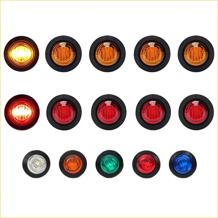 5PCS 12V 24V RED Side Mini Round 3/4" LED Marker Light Truck Trailer ...