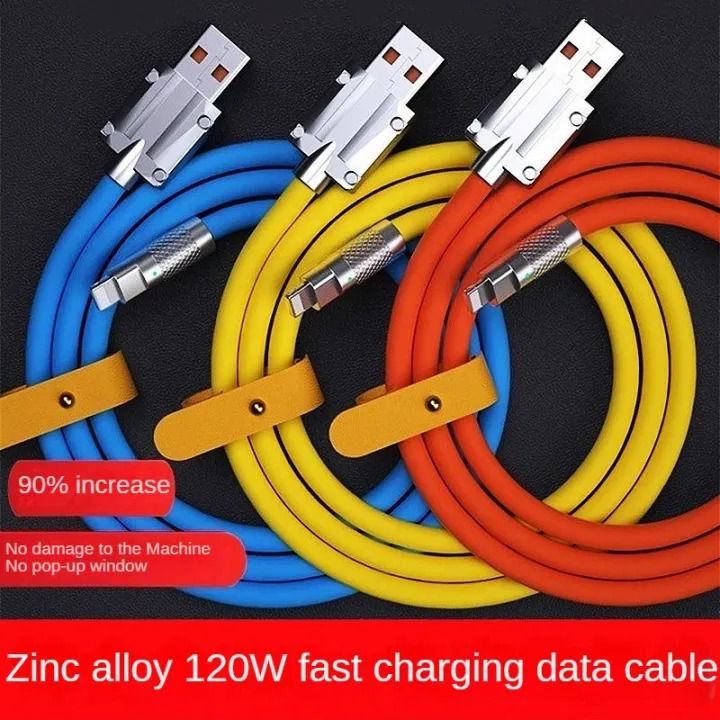 120W Original Fast Charger Cable liquid silicone Android Micro USB Cable Metal 6A Micro data ...