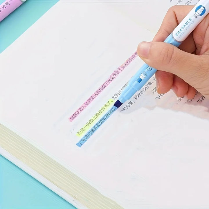 6pcs Creative Erasable Highlighters Pastel Markers Dual Tip Fluorescent ...