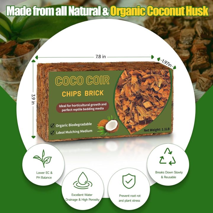Coco Chips Substrate Brick, Organic Coconut Husk Brick with Low EC and ...