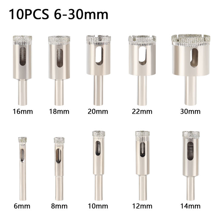 Glass Drill Plating Hole Opener 10 PCS 6-30MM Diamond Coated ...