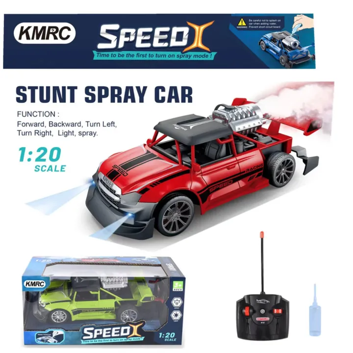 Speed X Stunt Spray Car – Remote Control RC Car with Lights & Spray ...