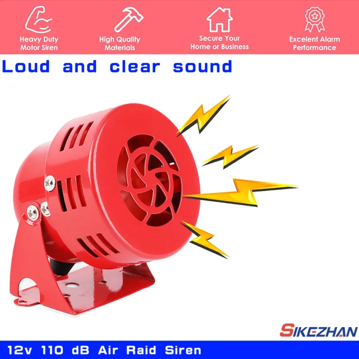 12v 110 dB Air Raid Siren Horn Speaker Alarm Sound Mini Electric Motor Driven Factory Vehicle ...