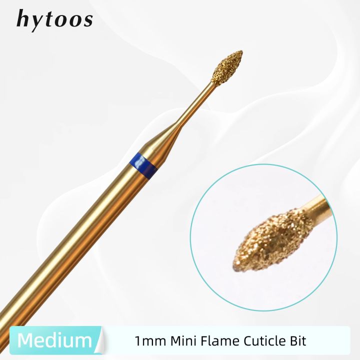 HYTOOS 1mm Mini Flame Cuticle Clean Nail Drill Bit, Titanium Russian ...