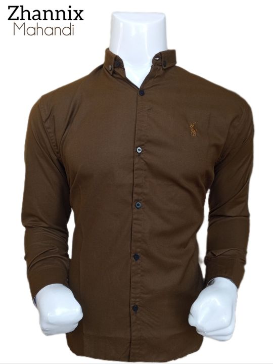 Mehndi Color Shamrey Fabric Shirt - Premium Quality, Comfortable ...