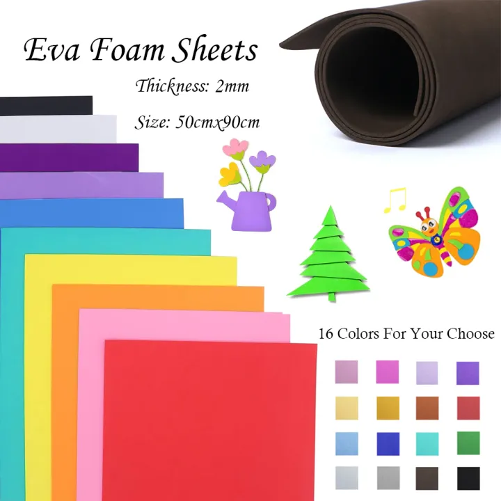 16 Colors Colorful Eva Foam Sheets 2mm Thick 50x90cm, Flexible Soft ...