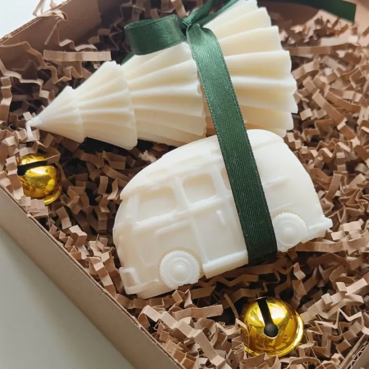 3D Bus Silicone Candle Mold Christmas Tree Camper Van Car Crafts Resin ...