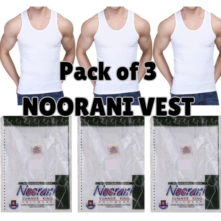 Pack of 3 Noorani Men's Sando Banyan - Original Noorani Cotton Vest ...