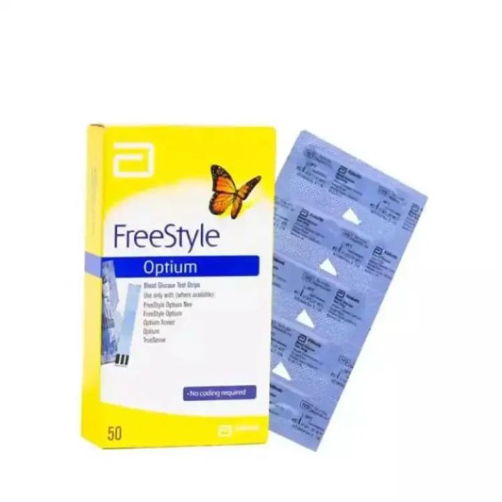 FreeStyle Optium 50 PCS Blood Glucose Single Foil Packet Test Strip for ...