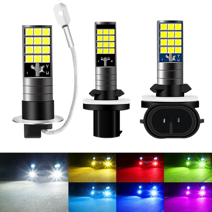 2pcs H3 H27 881 880 Fog Lights LED Bulb Super Bright Car Fog Lights Day ...