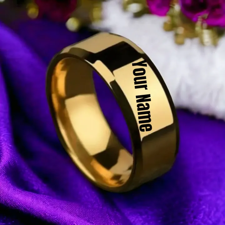 High Quality shinny Color Customized Name Ring With BOx | Daraz.pk