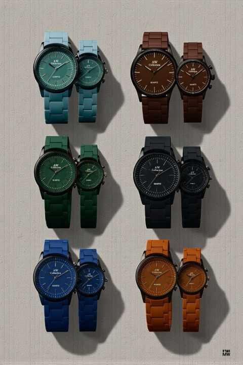 AW COLLECTION COUPLE WATCH RUBBER CHAIN NEW LOOK WITH ATTRACTIVE NEW ...