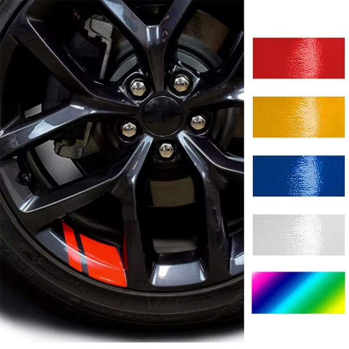 4Pcs Car Wheel Rim Vinyl Stickers Hash Mark Stripe Racing Wheel Hub ...