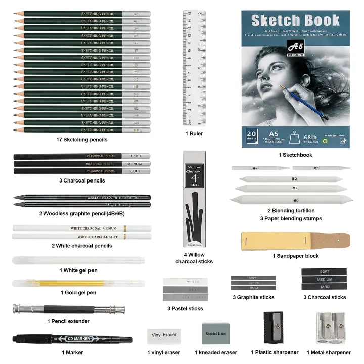 12/20/25/54/70 pcs Drawing Sketching Coloring Set Drawing Pencils ...
