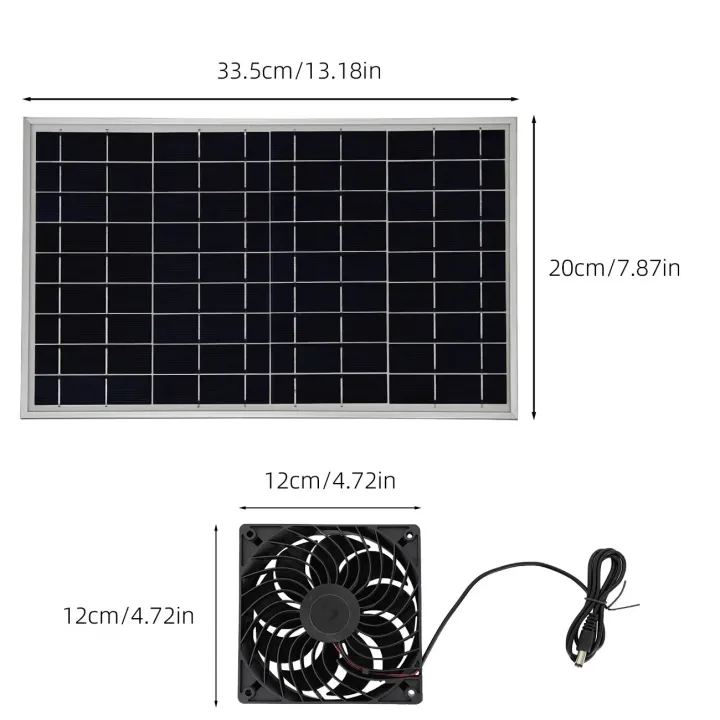 NEW 2026 Solar Powered 10W Fan for Pet Kennel Cooling Ventilation Auto ...