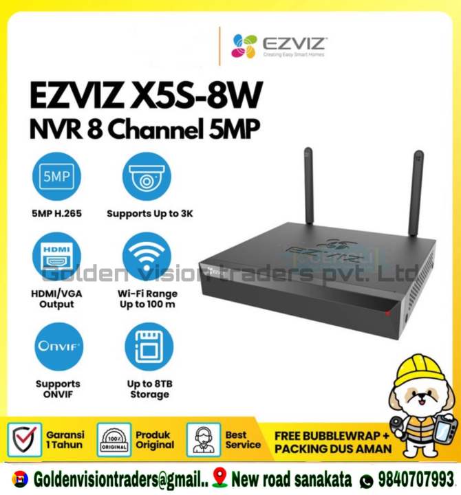 HIKVISION EZVIZ 8-Channel High Performance Wi-Fi NVR CS-X5S - 8W ...