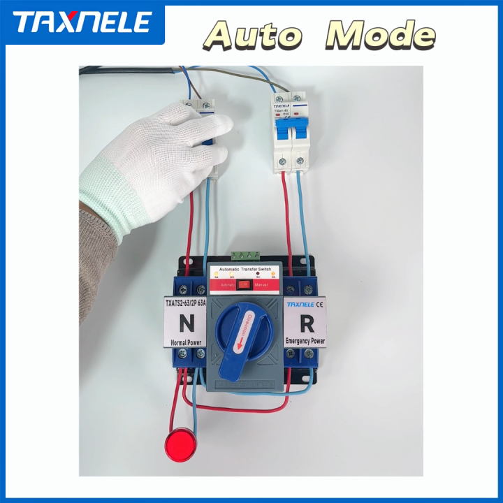 TAXNELE ATS 2P 63A 230V Micro Circuit Breaker Dual Power Automatic transfer switch Auto transfer ...