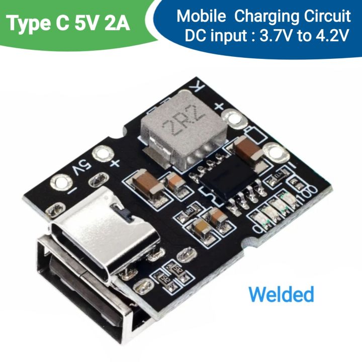 Type-C USB 5V 2A Boost Converter Step-Up Power Module Lithium Battery Charging Protection ...