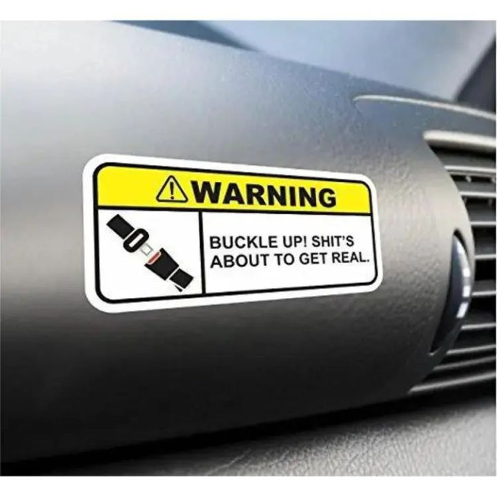 (2X) Funny Buckle Up Warning Sticker Set Vinyl Decal For Car Truck SUV ...