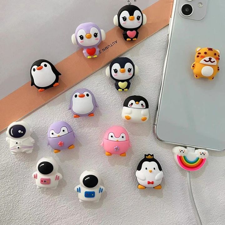 Cute Penguin Cable Protector Cartoon Charger Protector Cable Winder ...