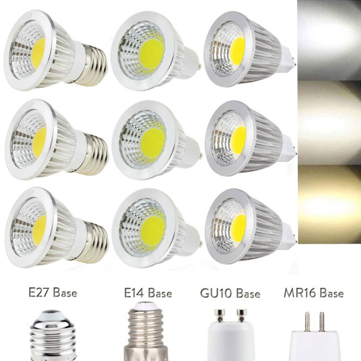 GU10 Led Dimmable Bulbs E27 E14 MR16 AC DC 12V LED COB Spotlight 6W 9W ...