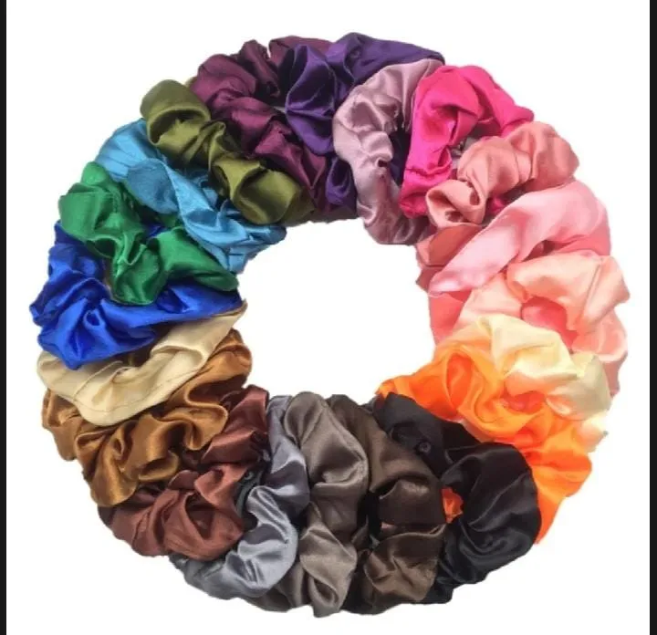 3 pcs Elegant Women ( pack of 3 random Colors ) Ponytail Scrunchies ...