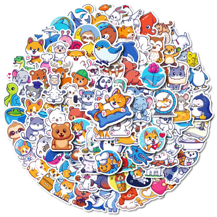 100PCS Cute Hand-painted Small Animals Sharks and Bears Corgi Graffiti ...