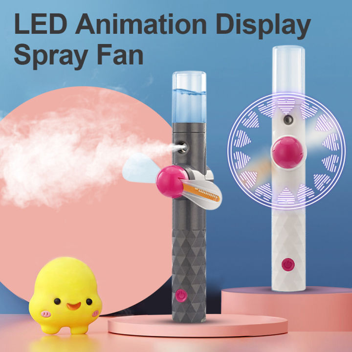 Handheld Water Spray Cooling Misting Fan with LED Greeting Display ...